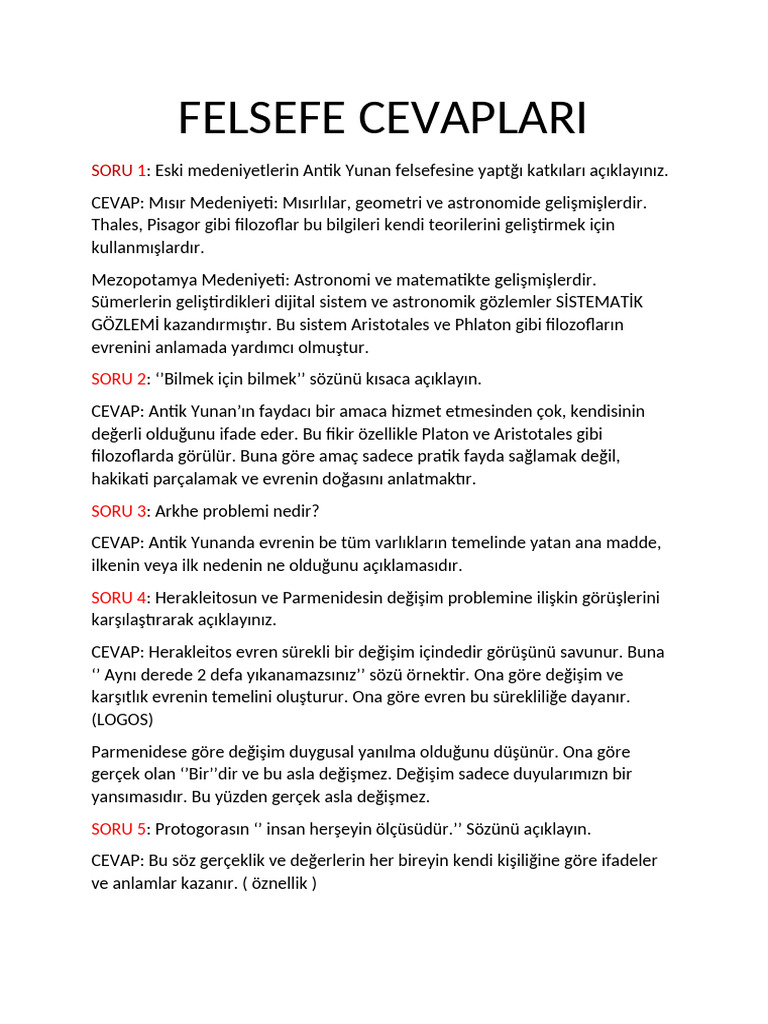 FELSEFE SORULARI | PDF