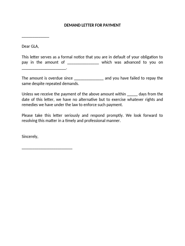 Demand Letter For Payment | PDF