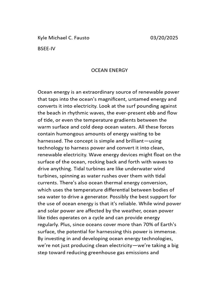 OCEAN ENERGY | PDF | Oceans | Water