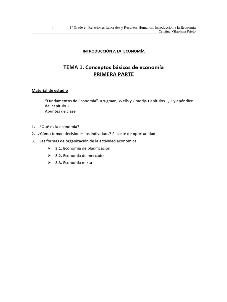 Tema1 2024 2025 Primera Parte | PDF | Ciencias económicas | Division de trabajo