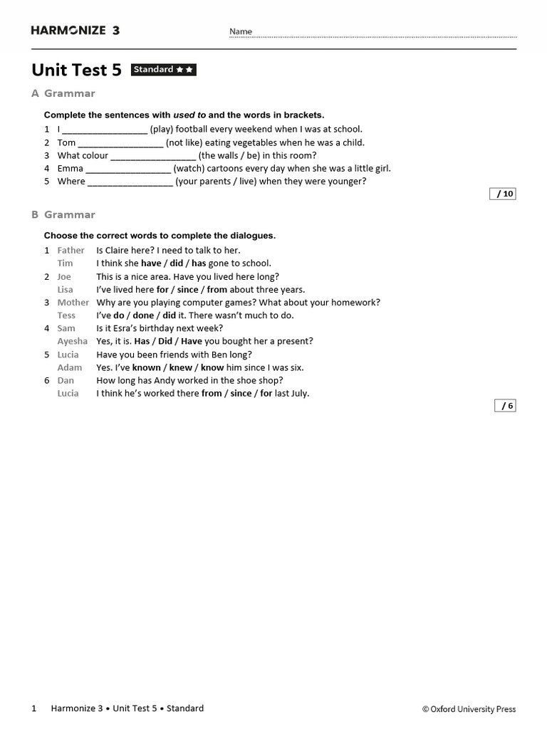 Harmonize 3 Unit Test 5 Overview | PDF