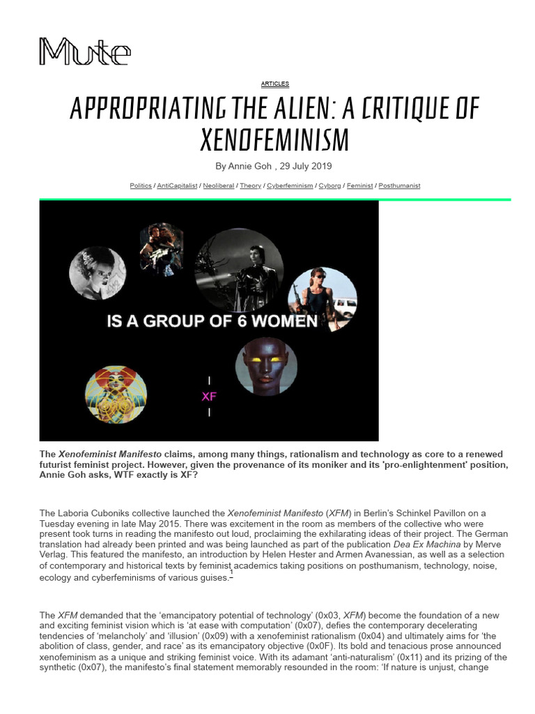 Appropriating The Alien - A Critique of Xenofeminism | PDF | Feminism ...