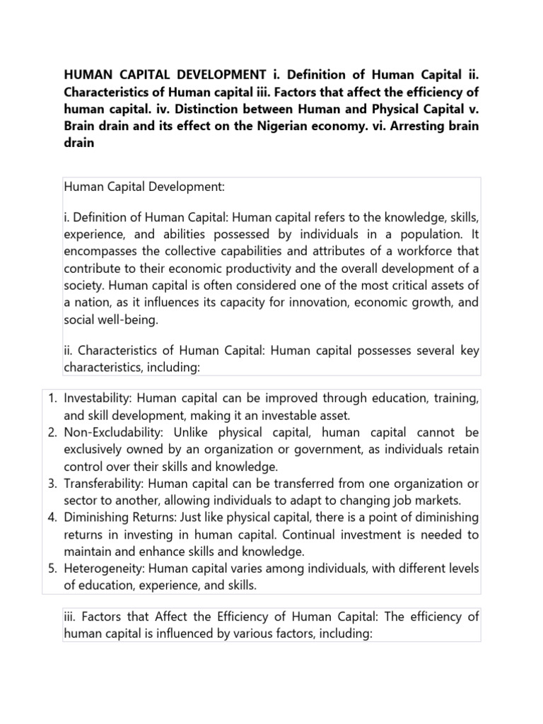 8139_WEEK 2 HUMAN CAPITAL DEVELOPMENT | PDF | Human Capital | Capital ...