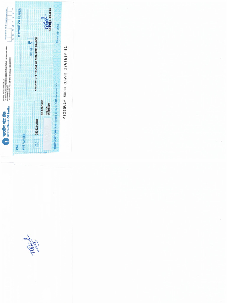 Rajesh - SBI Cheque Leaf | PDF