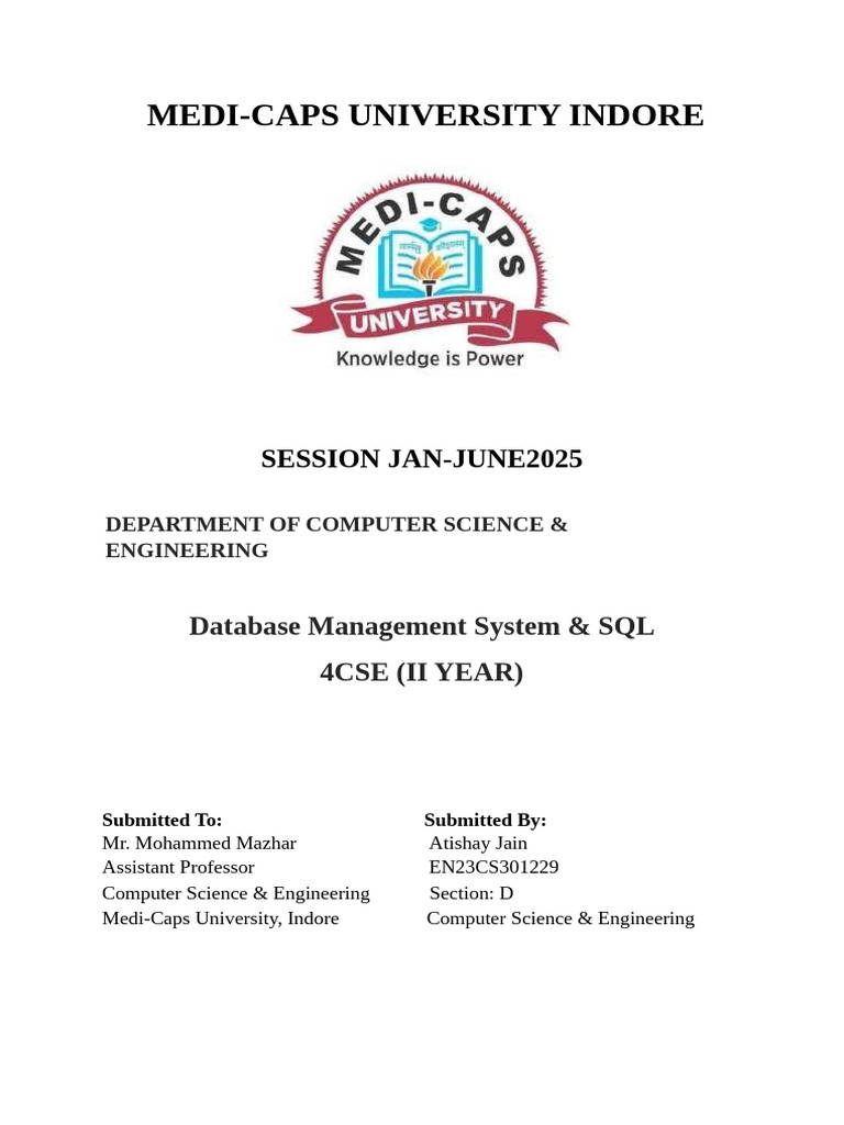 Dbms Front Page | PDF