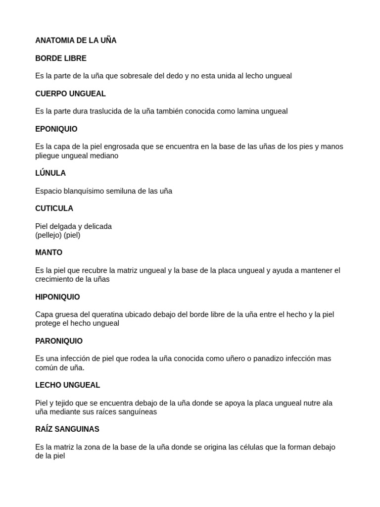 Anatomia de La Uña | PDF
