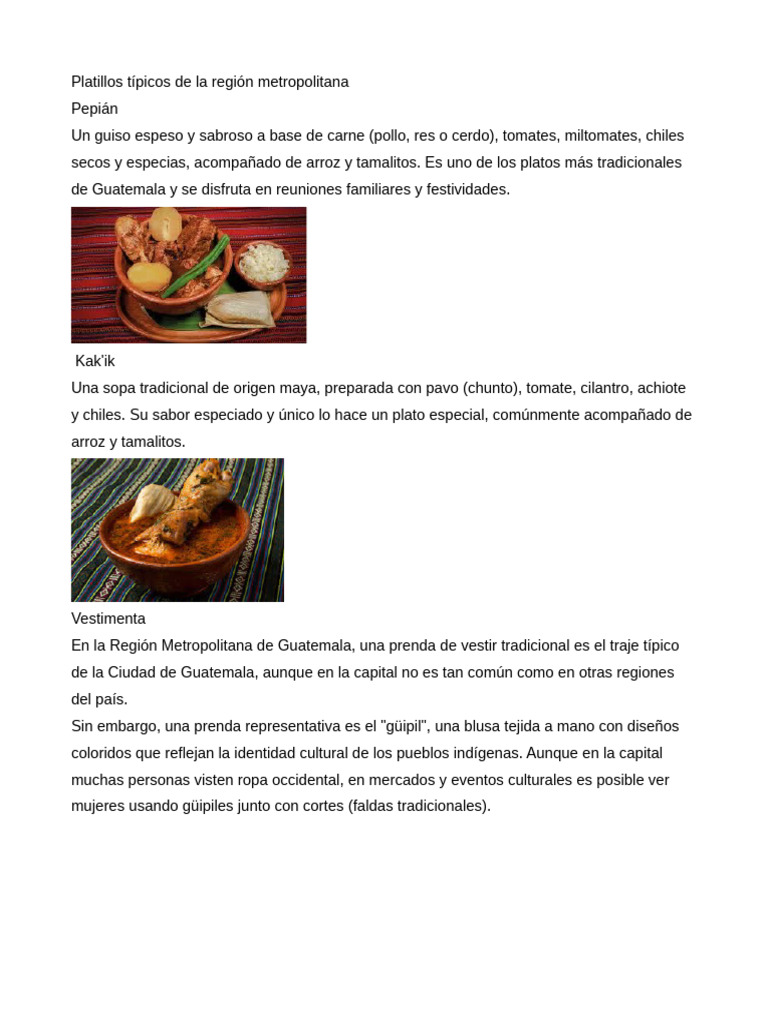 Platillos Típicos de La Región Metropolitana | PDF