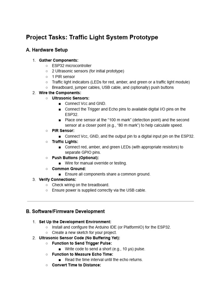 Project Tasks - Traffic Light System Prototype | PDF | Computing ...