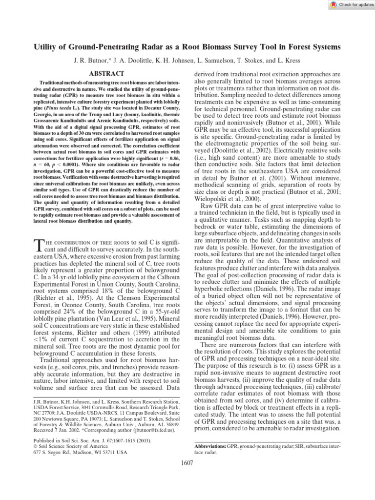Soil Science Soc of Amer J - 2003 - Butnor - Utility of Ground ...