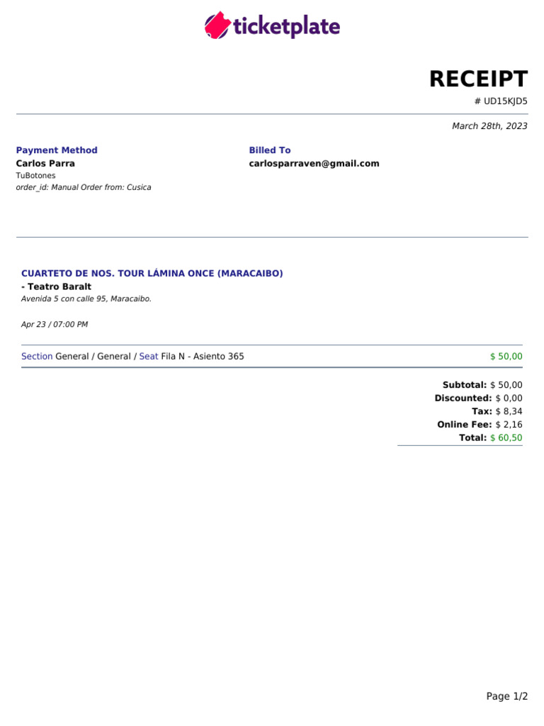 Cuarteto de Nos Entrada | PDF