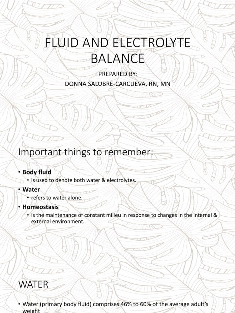 Lesson 19. Fluid, Electrolyte & Acid Base | PDF