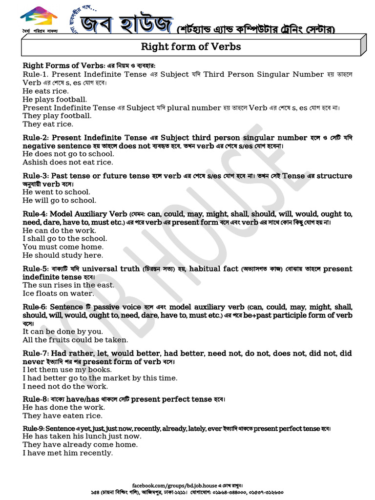Right Forms of Verbs in English | PDF | Verb | Grammatical Tense