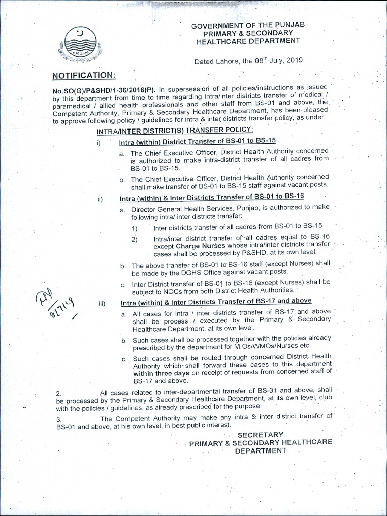 Intra/inter District (S) Transfer Policy | PDF | Health Care | Social ...