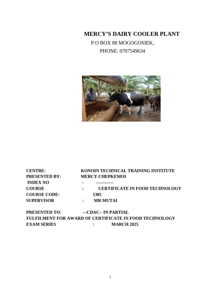 Mercy Chepkemoi Business Plan | PDF | Dairy | Milk