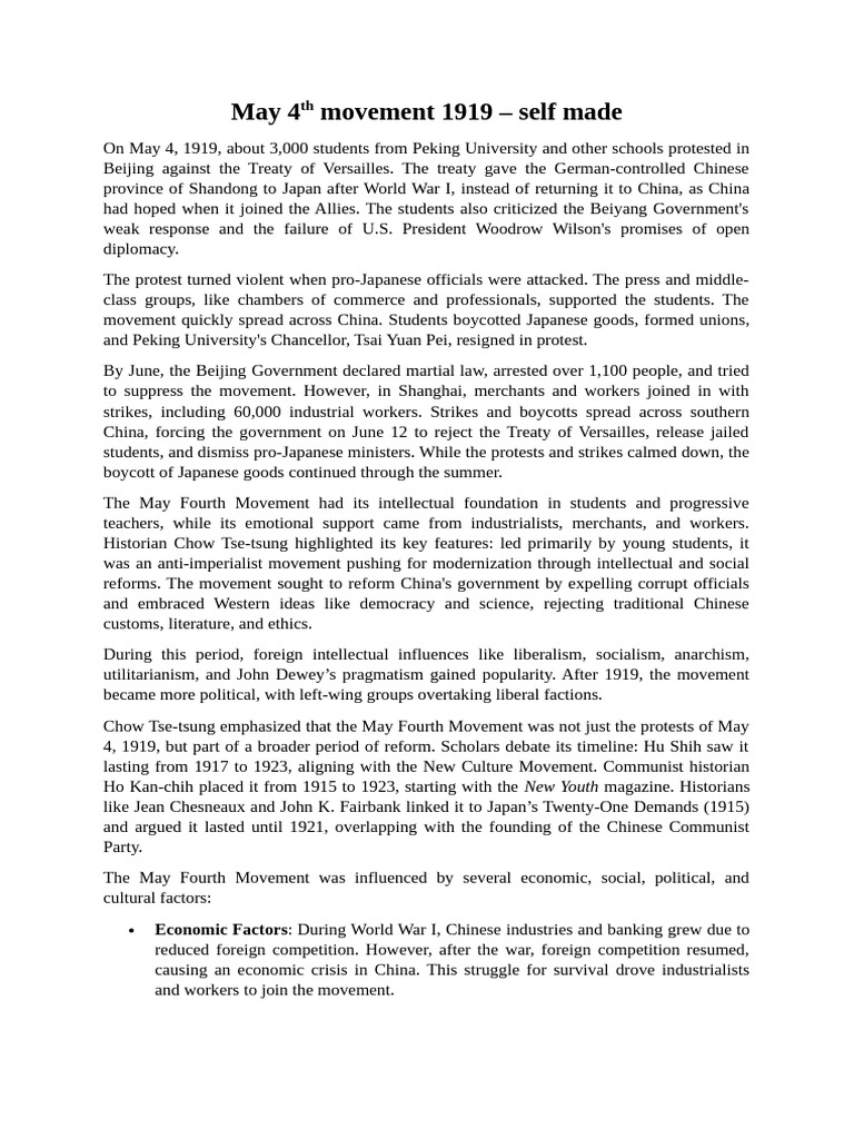May 4th movement 1919 self amde | PDF | Mao Zedong | Kuomintang