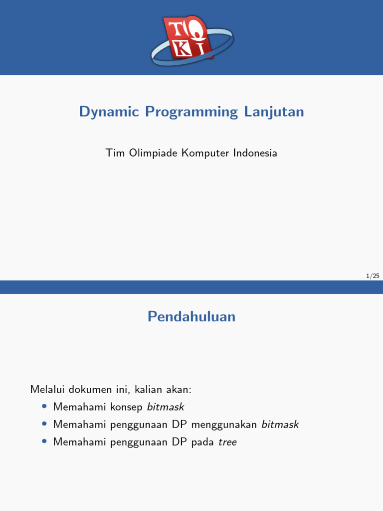 Pemrograman Kompetitif Lanjutan 05 Dynamic Programming Lanjutan | PDF