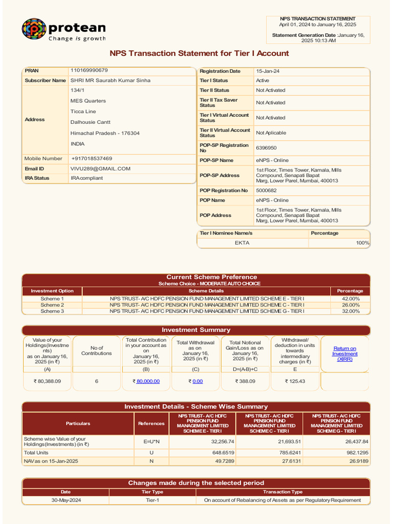 Nps Statement - Compress 2 | PDF | Pension | Investing