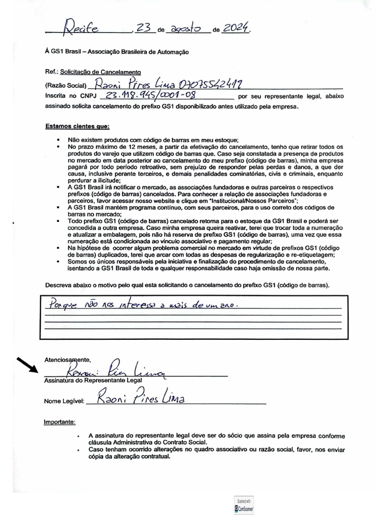 Cancelamento GS1 | PDF