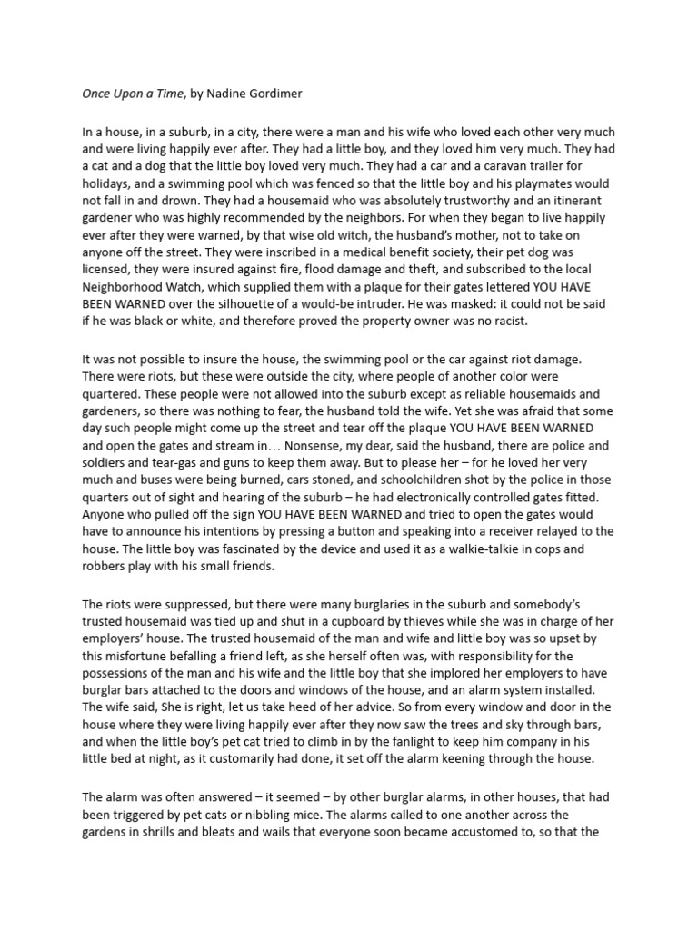 Once Upon A Time by Nadine Gordimer | PDF