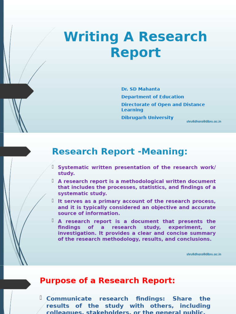 Writing A Research Report Pdf Methodology Data