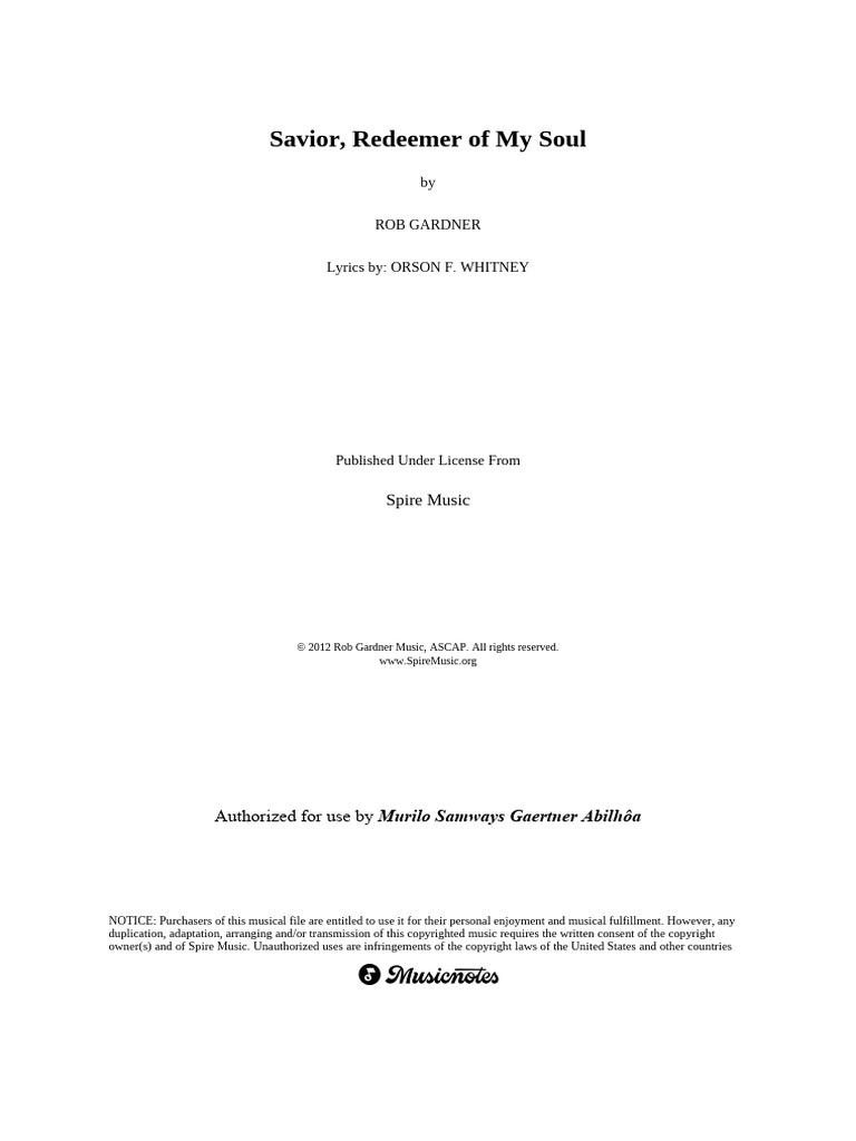 Savior, - Redeemer - of - My - Soul PORTUGUES | PDF