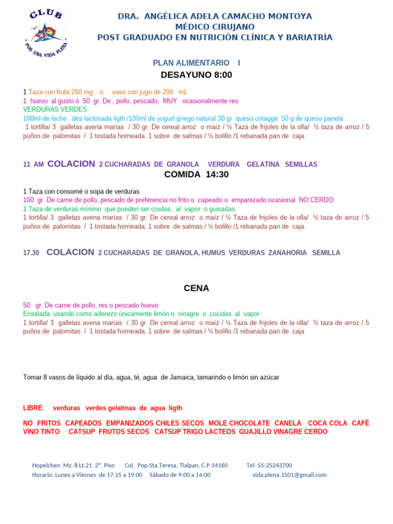 Plan Alimentario Saludable Diario | PDF