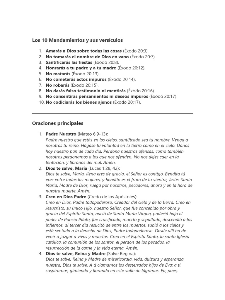 Versículos de los 10 Mandamientos | PDF | María, madre de Jesús ...