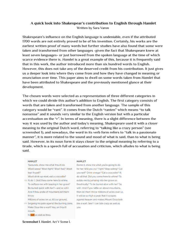 Hamlet - New words | PDF | English Language | Hamlet