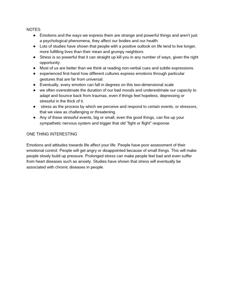 #43 Intro To Emotions Note | PDF