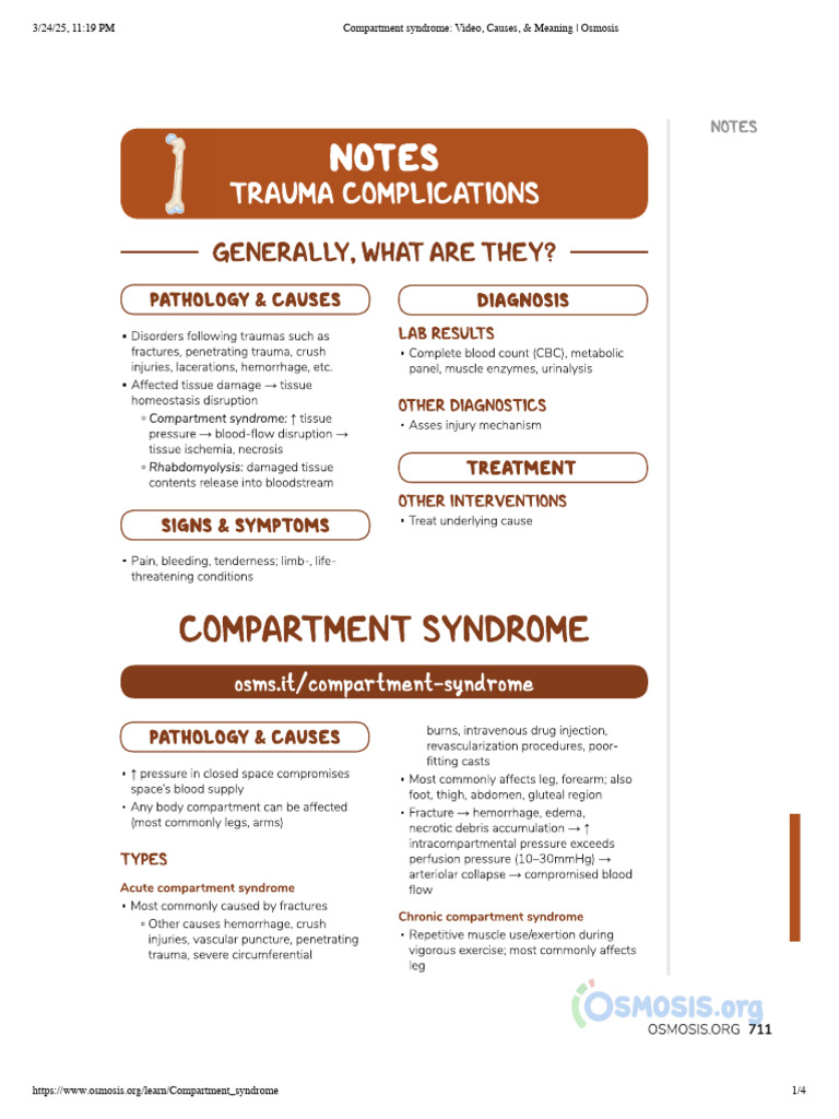 Compartment Syndrome - Video, Causes, & Meaning - Osmosis | PDF