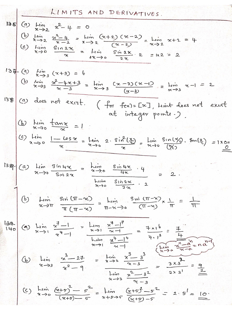Limits and Derivatives | PDF