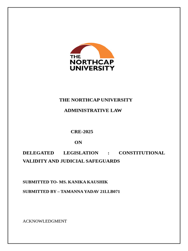 Tamanna Administrative Law Cre 2 | PDF | Legislature | Judicial Review