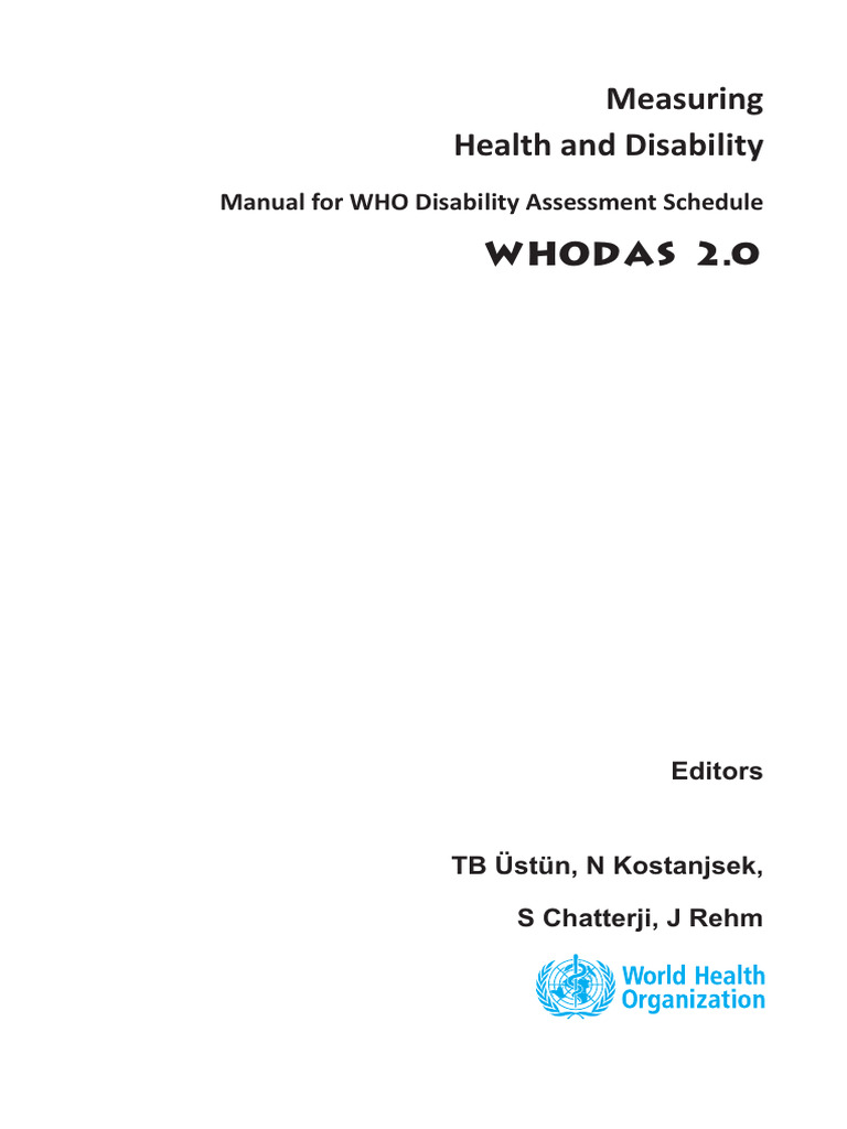 MANUAL For WHO Disability Assessment Schedule | PDF | Disability ...
