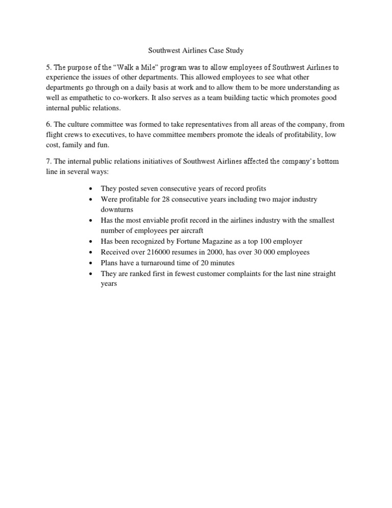 Southwest Airlines Case Study | PDF