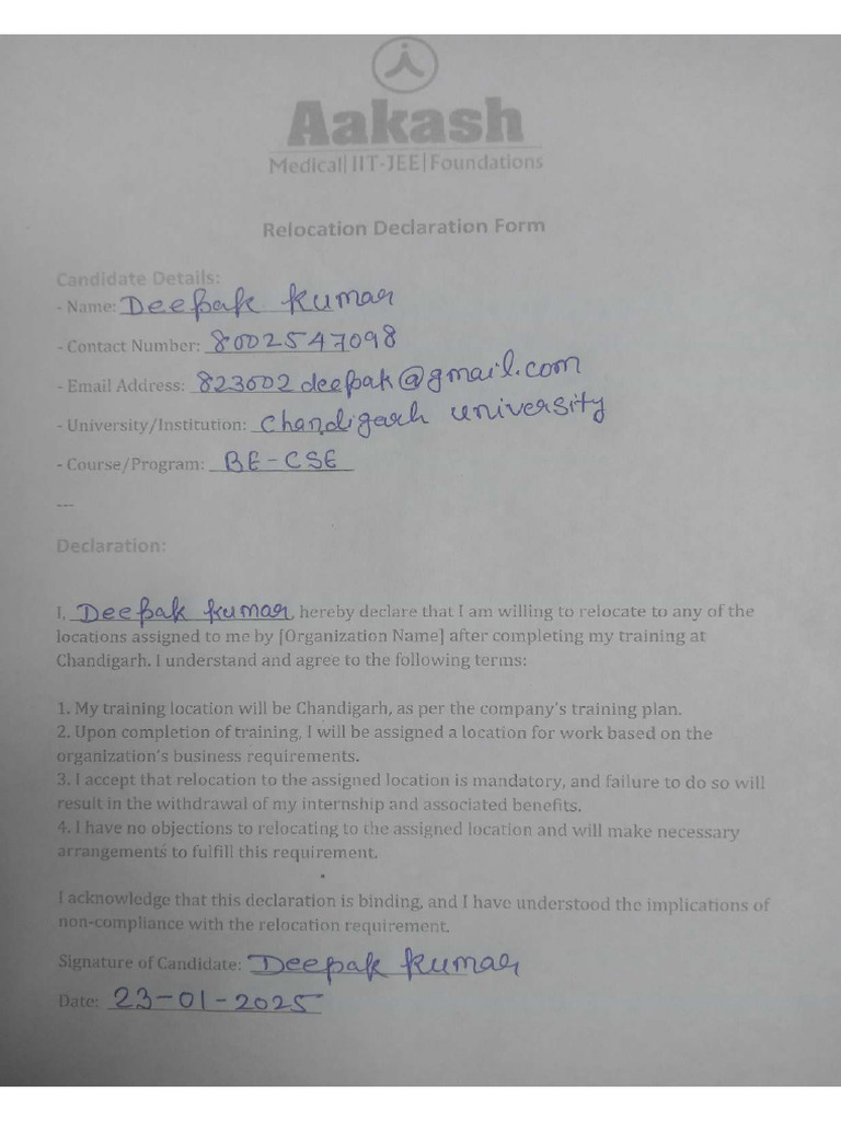 Relocation Form | PDF