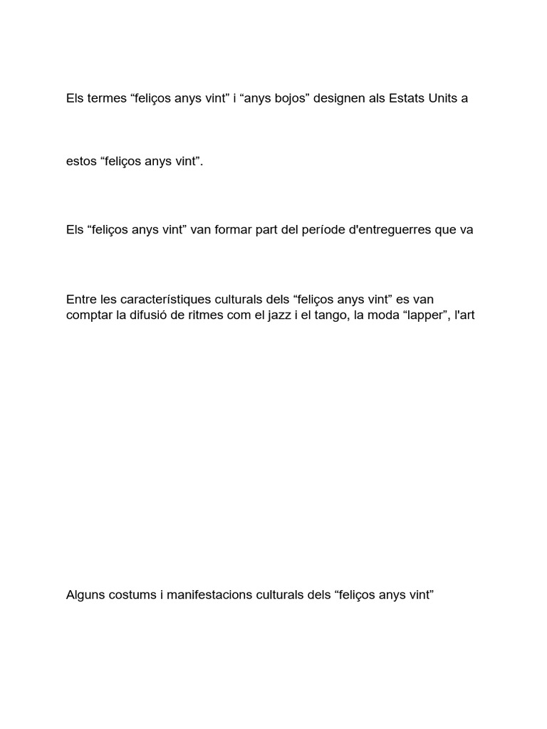 Van Ser Feliços Els Anys 20 | PDF