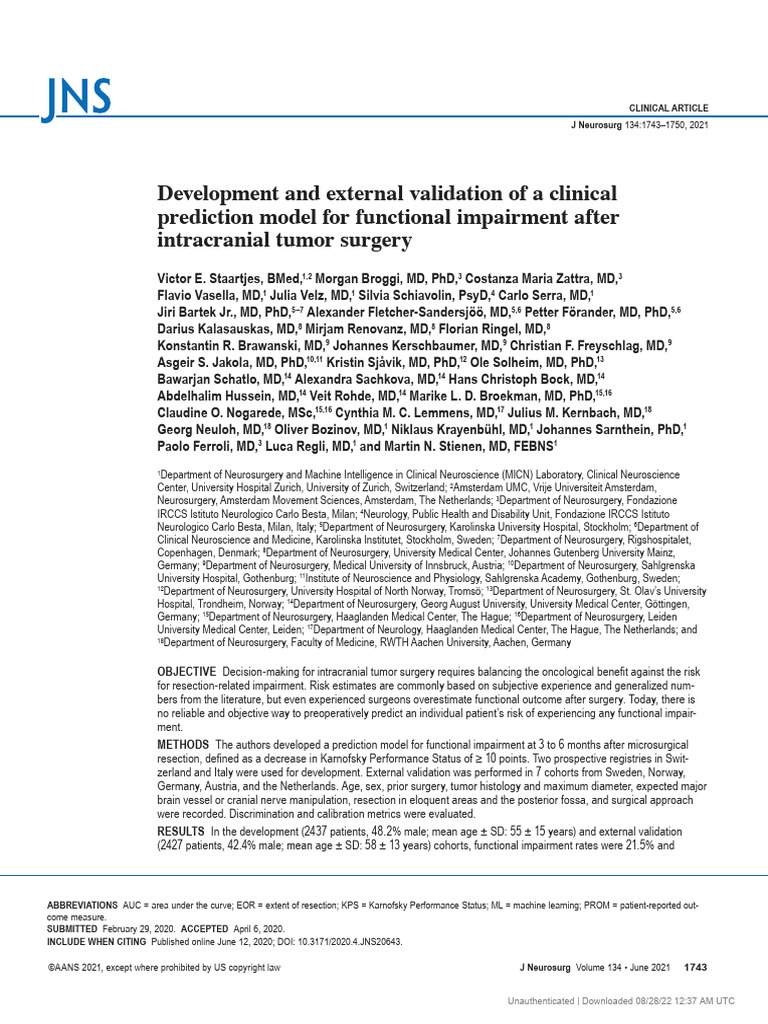 Development and External Validation of A Clinical Prediction 47h75mmf49 ...