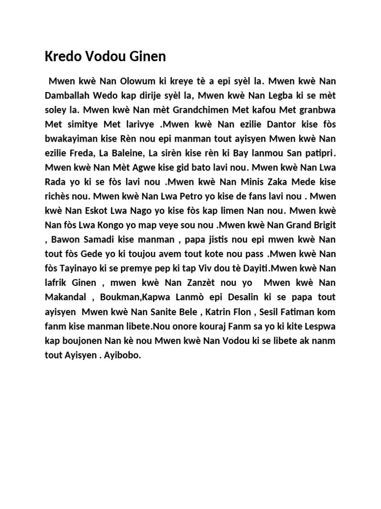 Kredo Vodou Ginen | PDF