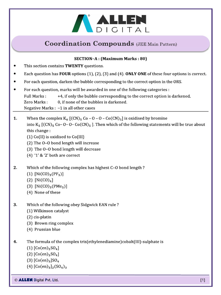 Coordination Compounds | PDF