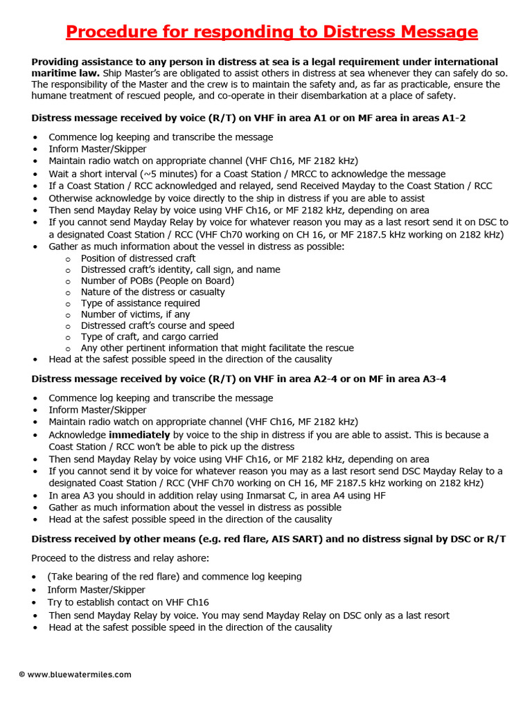 gmdss-distress-respond-procedure-card | PDF | Radio | Information And ...