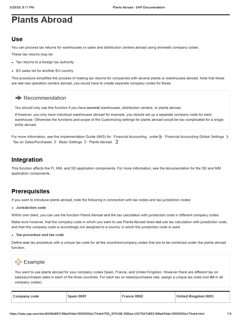 Plants Abroad - SAP Documentation | PDF | Taxes | Cash