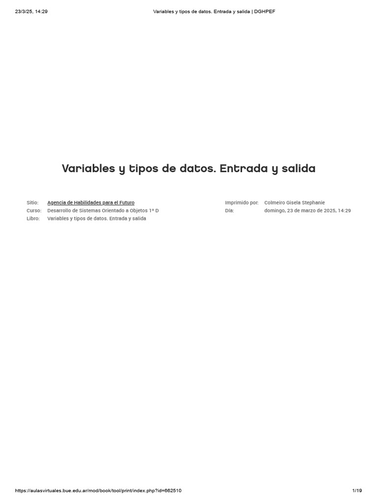 Variables y tipos de datos. Entrada y salida _ DGHPEF | PDF | C Sharp (lenguaje de programación ...
