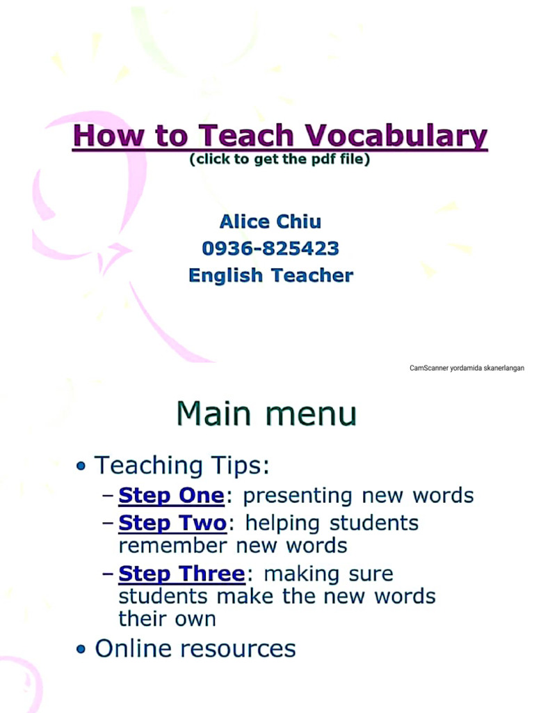 Teaching Vocabulary | PDF