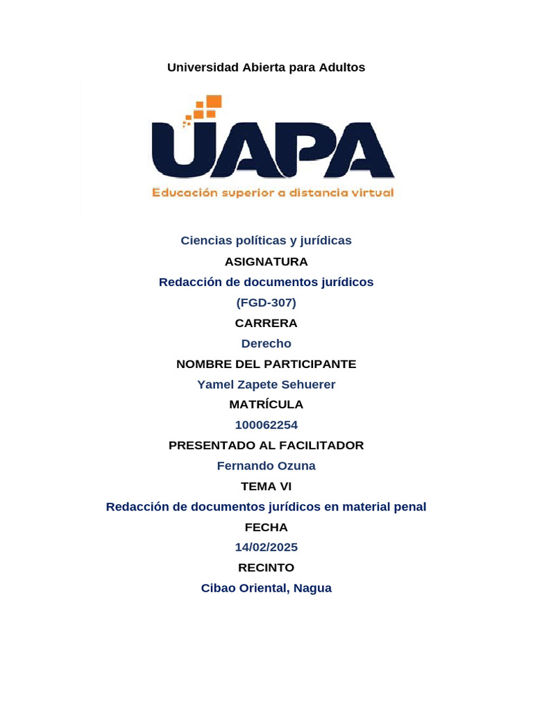 Tarea 6 Redaccion de Docuumentos Juridicos | PDF | Debido al proceso | Justicia