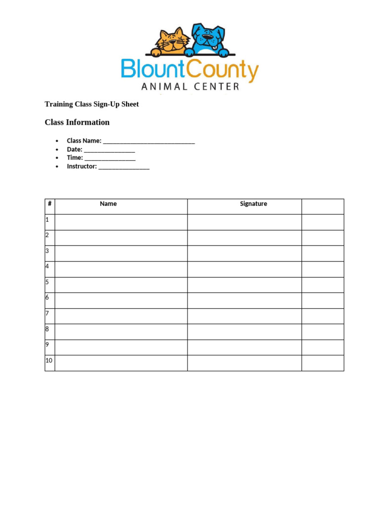 Training Class Sign | PDF