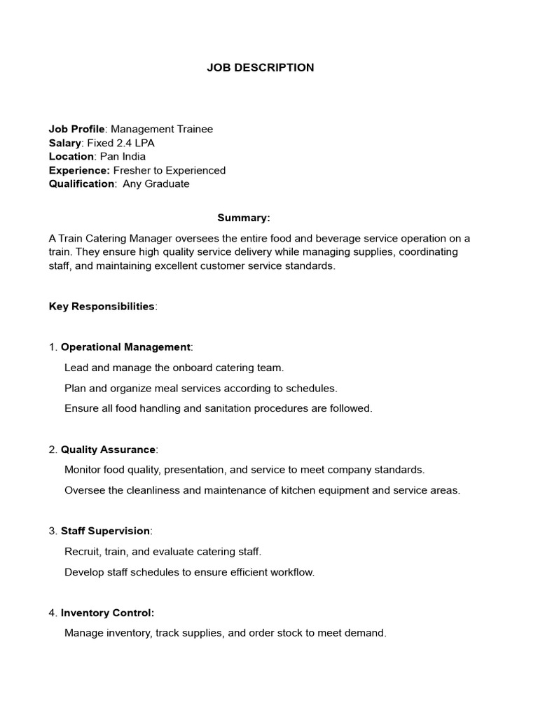 JD - Management Trainee | PDF