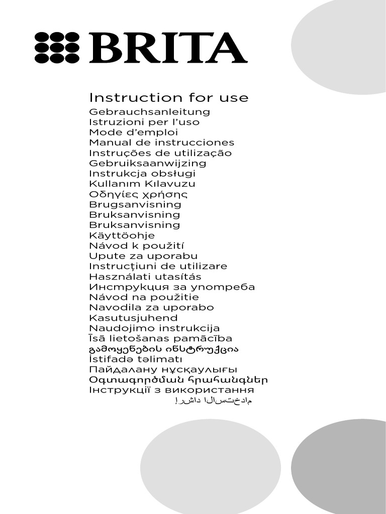 Brita Water Filter Jugs Instruction Manual EMEA | PDF | Filtration | Water
