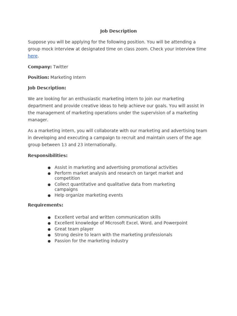 Copy of Job Description | PDF