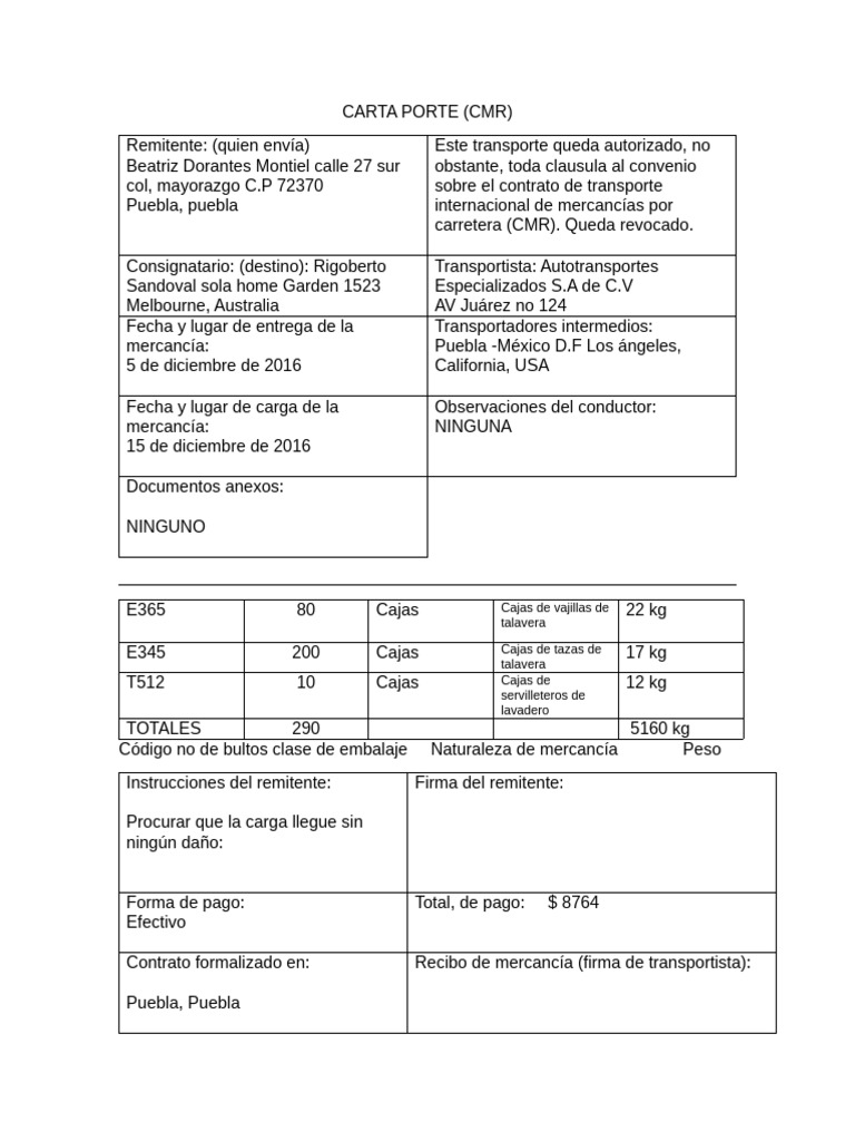 Carta Porte | PDF