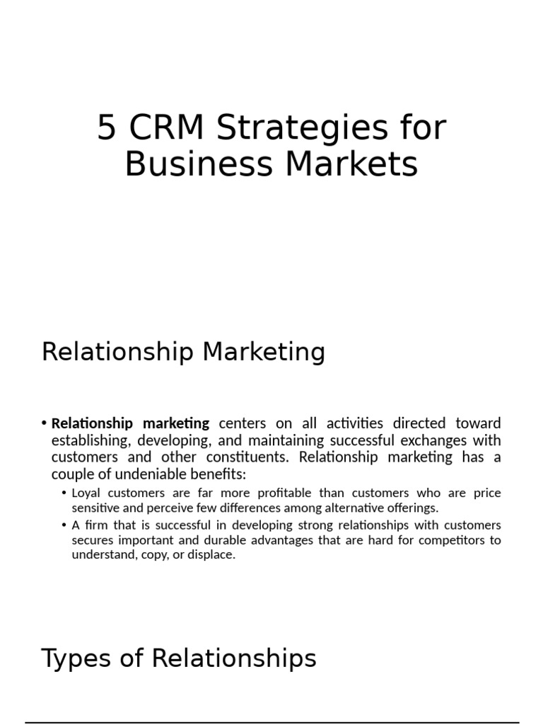 5 CRM Strategies For Business Markets | PDF